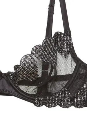 Fleur Du Mal Heart Embroidered Demi Bra - Black