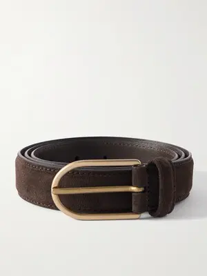 Thom Sweeney 3.5cm Suede Belt - Brown