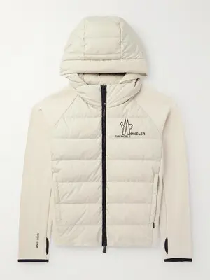 Moncler Logo-print Quilted Hooded Down Jacket - Neutrals