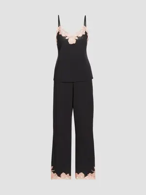 Natori Imagine Lace-jersey Pajamas - Black Rose