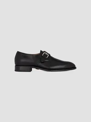Ralph Lauren Purple Label Darnell Ii Leather Monk Strap Dress Loafers - Black