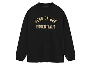 Fear Of God Essentials Jersey Long Sleeve Tee Shirt - Black