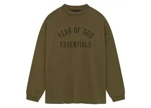 Fear Of God Essentials Jersey Long Sleeve Tee Shirt - Olive