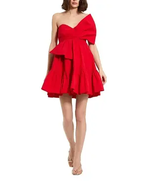 Mac Duggal Strapless Faille Bow Mini Dress - Cherry