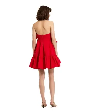 Mac Duggal Strapless Faille Bow Mini Dress - Cherry