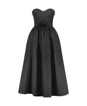 Mac Duggal Strapless Faille A-line Midi Dress
