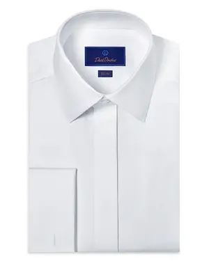 David Donahue Slim Fit Covered Placket Formal Shirt