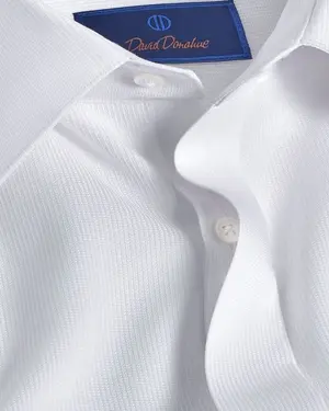 David Donahue Slim Fit Covered Placket Formal Shirt