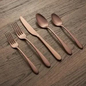 CAMBRIDGE Silversmiths Poet Satin 20 Piece Flatware Set - Copper