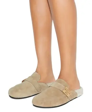 Tory Burch Mellow Shearling Mules - Noisette