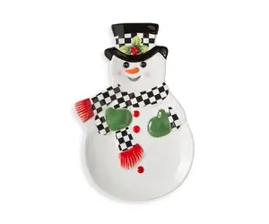 SPODE Christmas Tree Black And White Snowman Dish