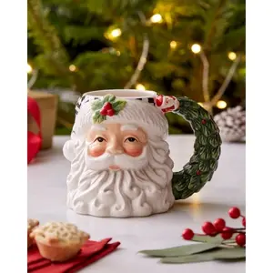 SPODE Christmas Tree Black And White Santa Mug