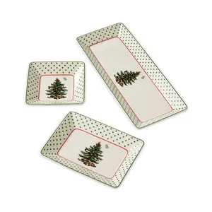 SPODE Christmas Tree Polka Dot 3-piece Nesting Tray Set