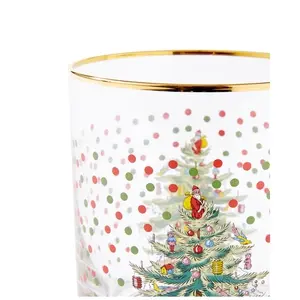 SPODE Christmas Tree Polka Dot Double Old Fashioned Glass, Set Of 4
