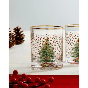 SPODE Christmas Tree Polka Dot Double Old Fashioned Glass, Set Of 4