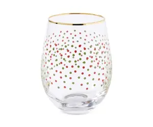 SPODE Christmas Tree Polka Dot Stemless Wine Glass, Set Of 4