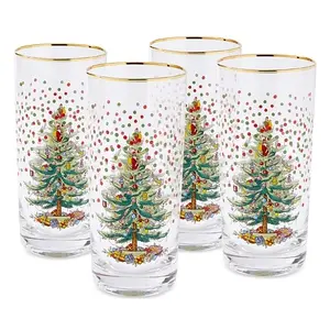 SPODE Christmas Tree Polka Dot Highball Glass, Set Of 4 - Green