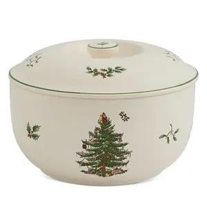 SPODE Christmas Tree Round Covered Casserole