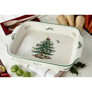 SPODE Christmas Tree Rectangular Handled Dish
