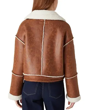 Blanknyc Faux Leather Sherpa Trim Jacket