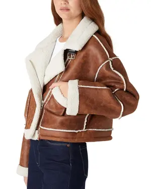 Blanknyc Faux Leather Sherpa Trim Jacket
