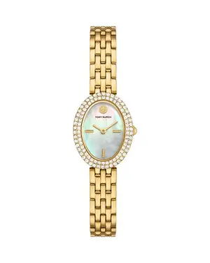Tory Burch The Oval Watch - White/gold