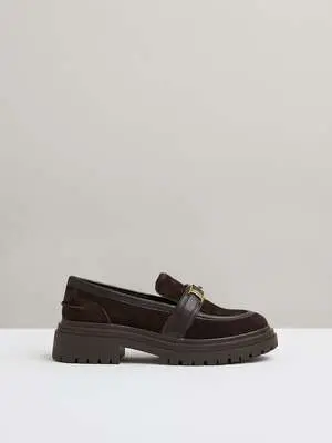 REISS Adina Cleated Loafers - Brown