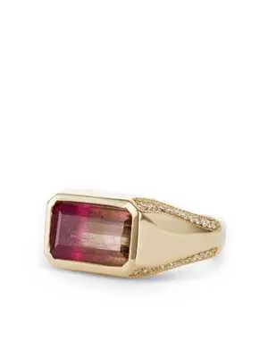 Jacquie Aiche 14k Yellow Tourmaline And Diamond Signet Ring - Gold