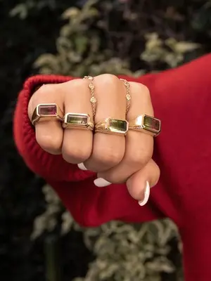 Jacquie Aiche 14k Yellow Tourmaline And Diamond Signet Ring