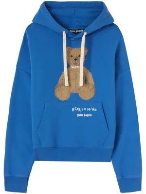 Palm Angels Bear Appliqué Hoodie - Blue