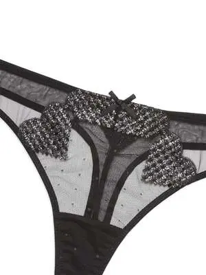 Fleur Du Mal Heart Embroidered Thong