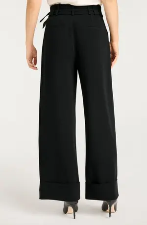 Cinq À Sept Cortina Belted Wide Leg Pants - Black