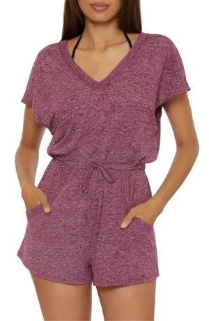 BECCA By Rebecca Virtue Becca Burnout Jersey Cover-up Romper Aubergine