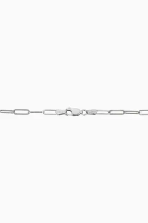ORADINA 14k Solid Gold Venice Link Bracelet - White Gold