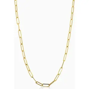 ORADINA 18k Gold Venice Link Paperclip Chain Necklace - Yellow Gold