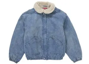 Supreme Faux Shearling Lined Bomber Jacket - Denim