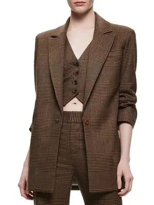 Alice + Olivia Colley Womens Woven Houndstooth Onebutton Blazer - Multi