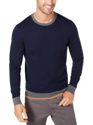 Tasso Elba Mens Wool Blend Pullover Crewneck Sweater - Blue