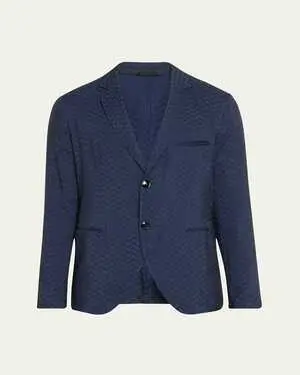 Giorgio Armani Cupro Chevron Blazer - Navy