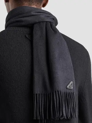 Prada Silk And Cashmere Scarf - Black