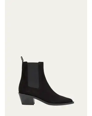 GIANVITO ROSSI Wylie Suede Chelsea Booties - Black