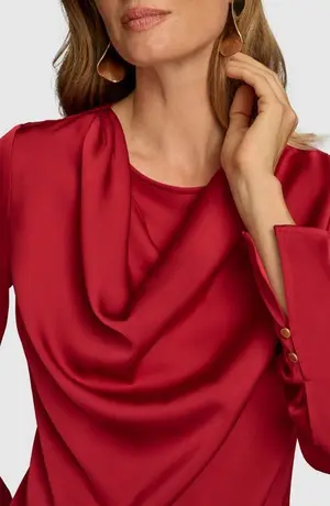 Donna Karan New York Satin Cowl Neck Top