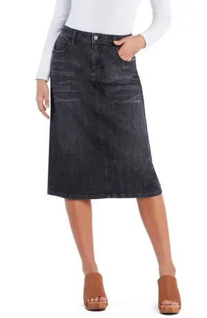 WASH LAB DENIM Slick Midi Skirt