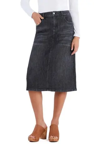 WASH LAB DENIM Slick Midi Skirt