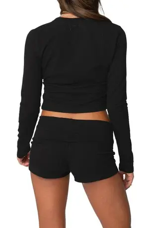 EDIKTED Meg Stretch Cotton Crop Top - Black