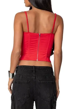 EDIKTED Juno Corset Crop Camisole - Red