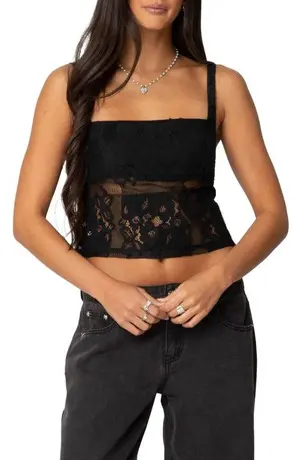 EDIKTED Gwyn Mixed Lace Tank