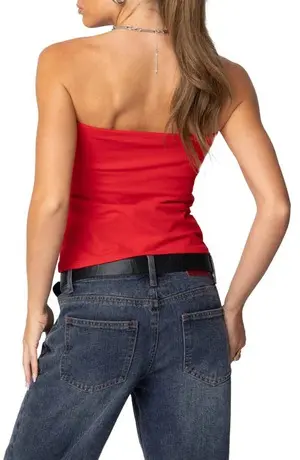 EDIKTED Stretch Cotton Tube Top - Red