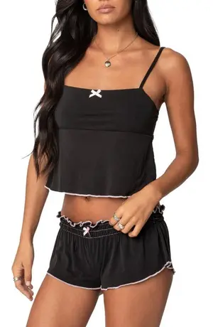 EDIKTED Alice Peplum Camisole - Black
