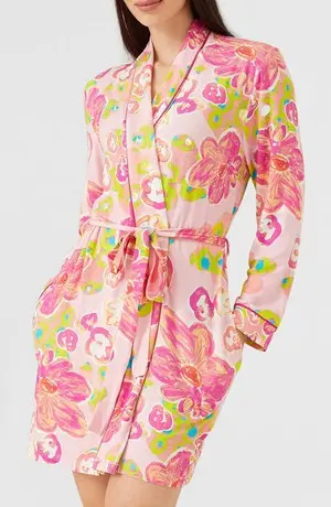 ALIVIA Joey Print Robe - Floral Pond Pink
